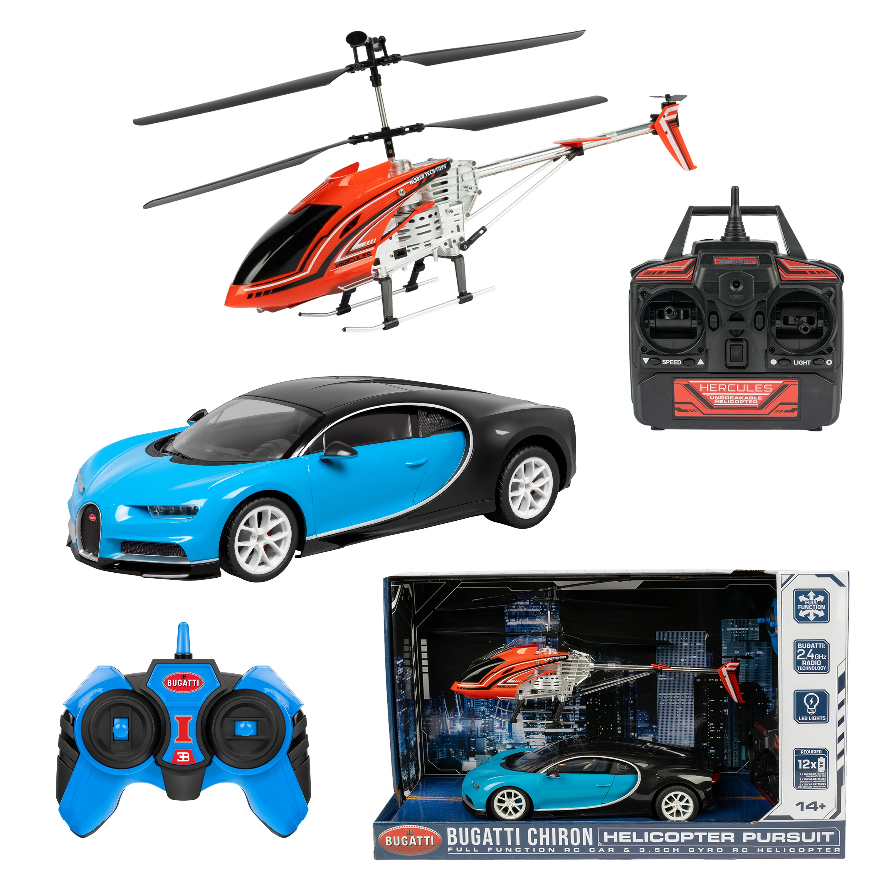 Bugatti Chiron RC Car & 3.5-Channel Gyro Helicopter Pursuit Set – Shop ...