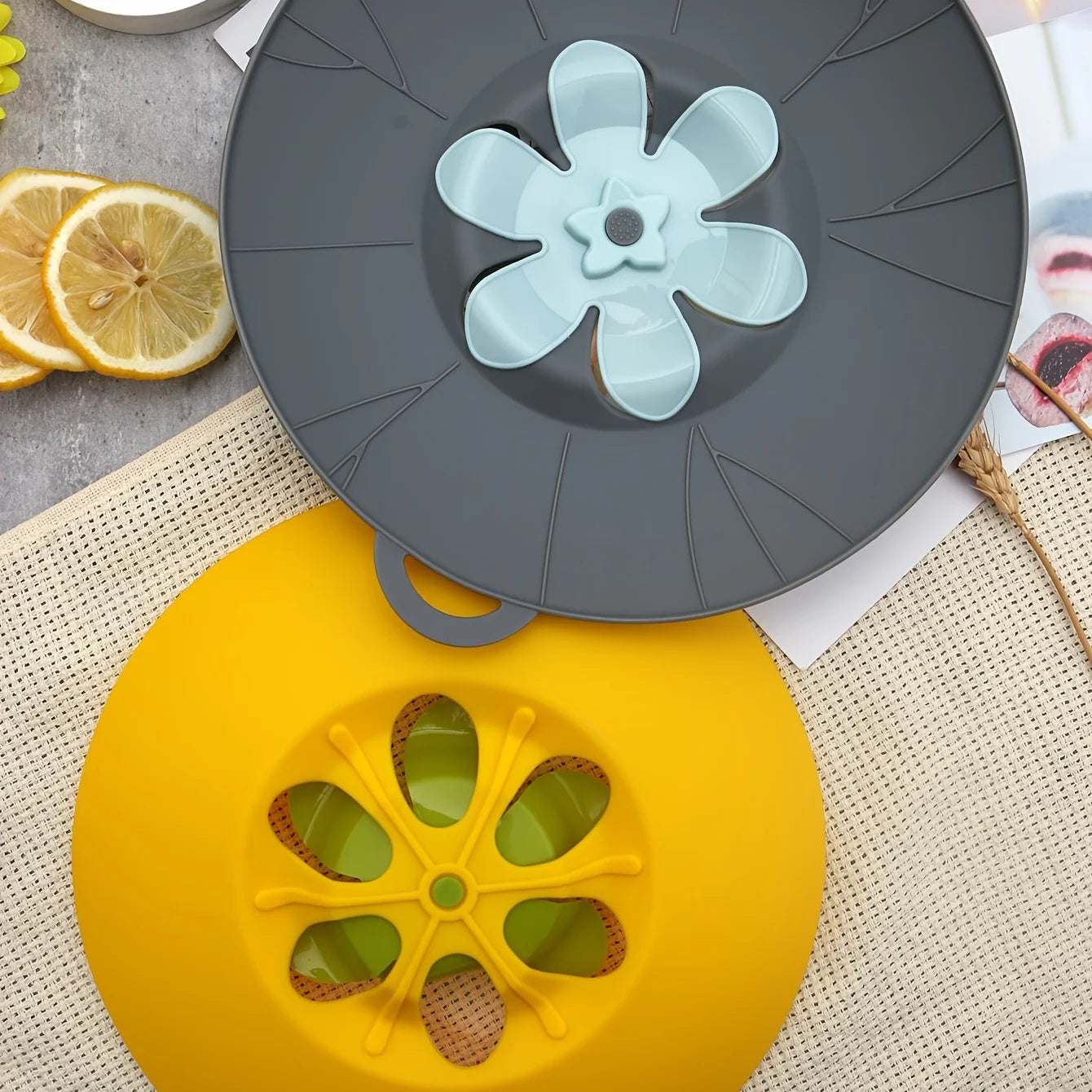 Silicone flower shaped anti overflow pot cover Silicone fresh-keeping ...