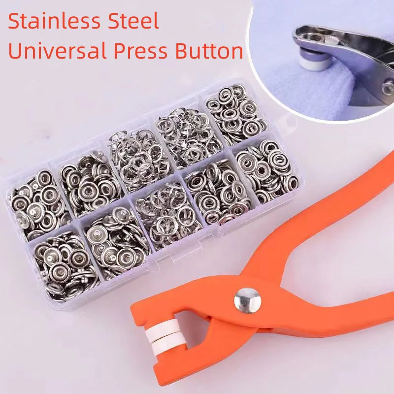 Plier Tool+50/100 Set Metal Sewing Buttons Hollow Solid Five-claw ...