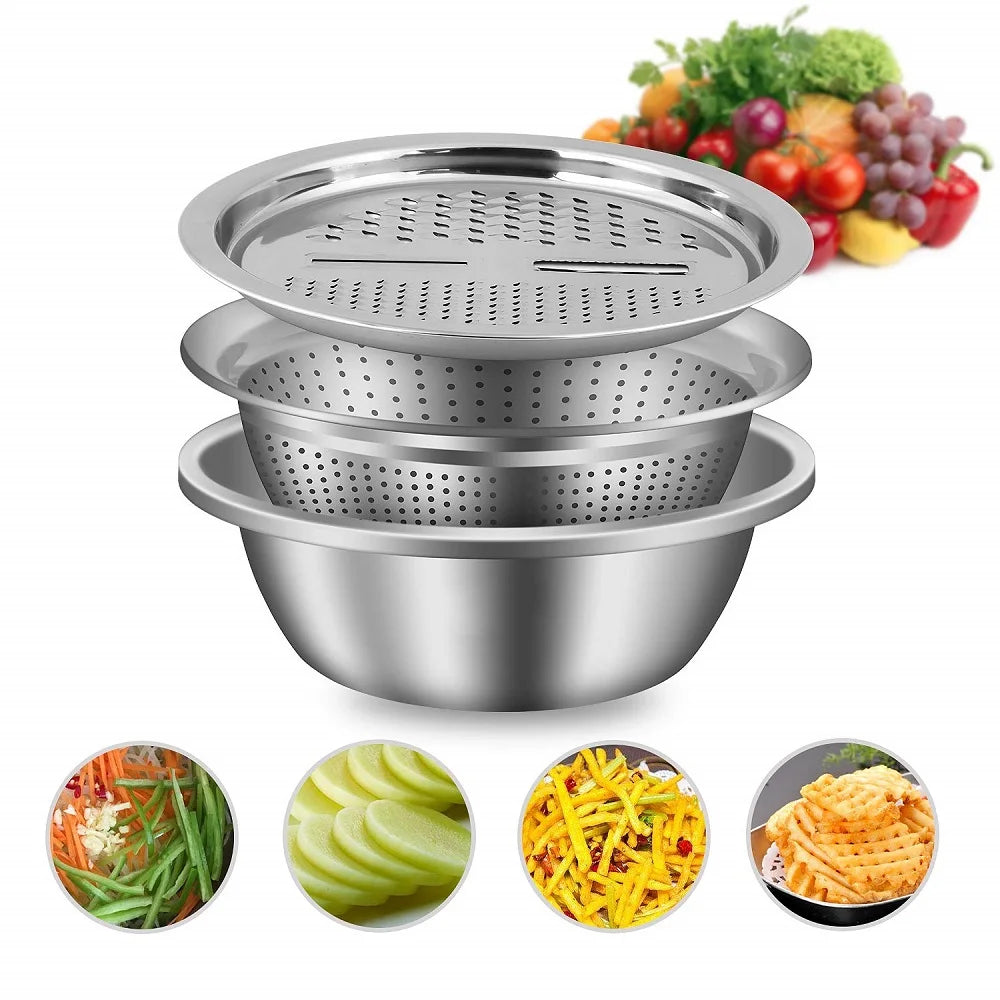 Stainless Steel Basin Vegetable Grater Kitchen Drain Basket Graters ...