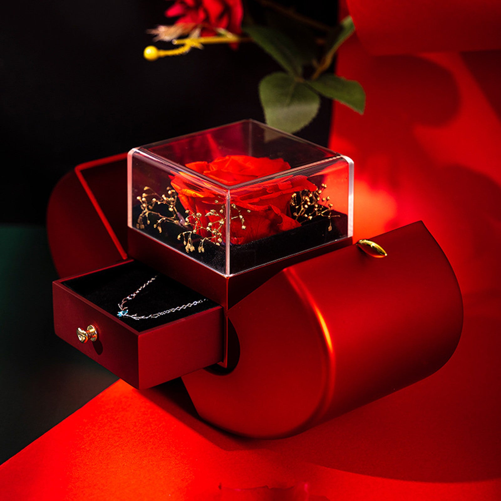 Eternal Rose + Necklace in a Red Apple Jewelry Box – Shop at Mars