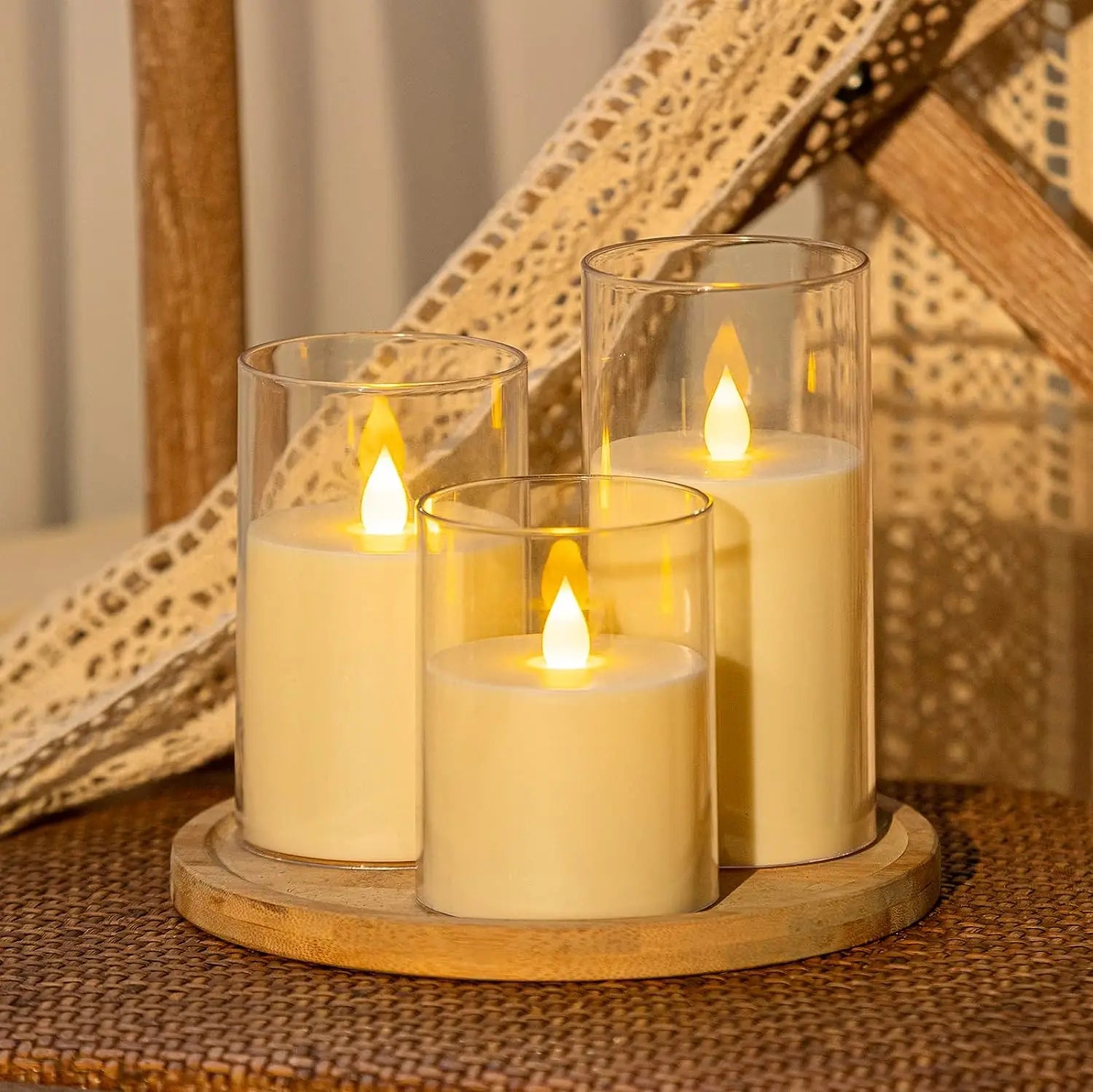 3Pcs Lvory LED Candles Battery Operated, Flickering Flameless Candles ...